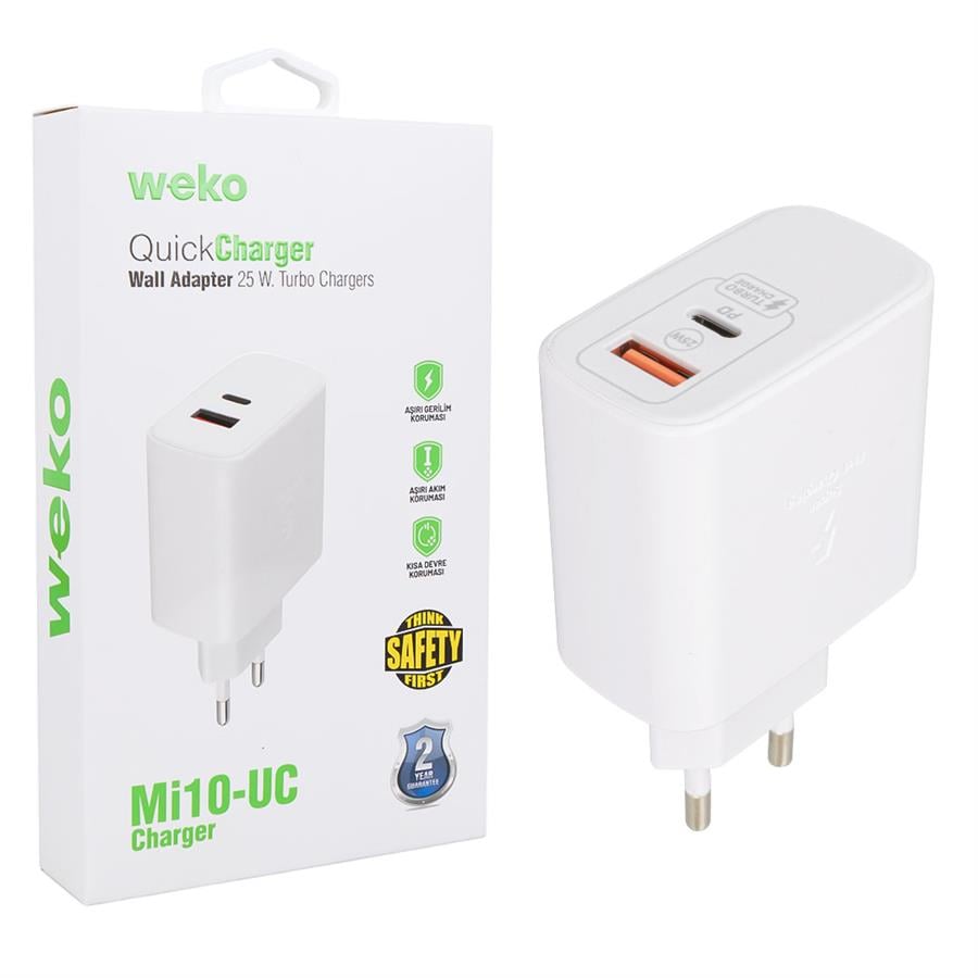 Weko WK-21446 S11-UC 25 Watt 3.0 Amper Type-C + USB Telefon Şarj Başlık Adaptörü Fiyatı - Merter ...