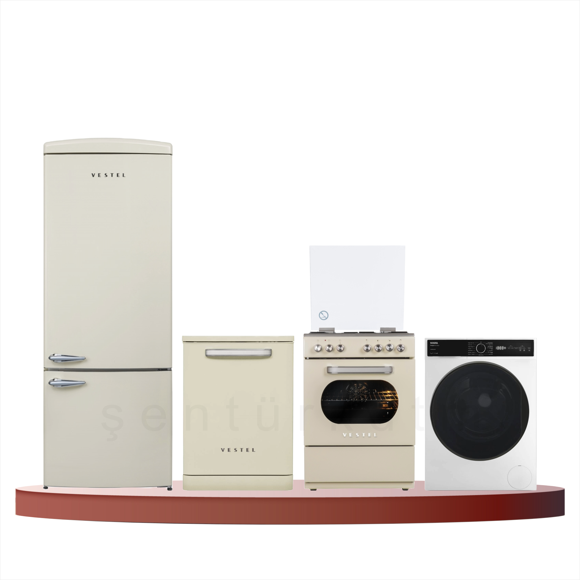 Vestel Retro Bej Beyaz Eşya Seti Çeyiz Paketi | Şentürk
