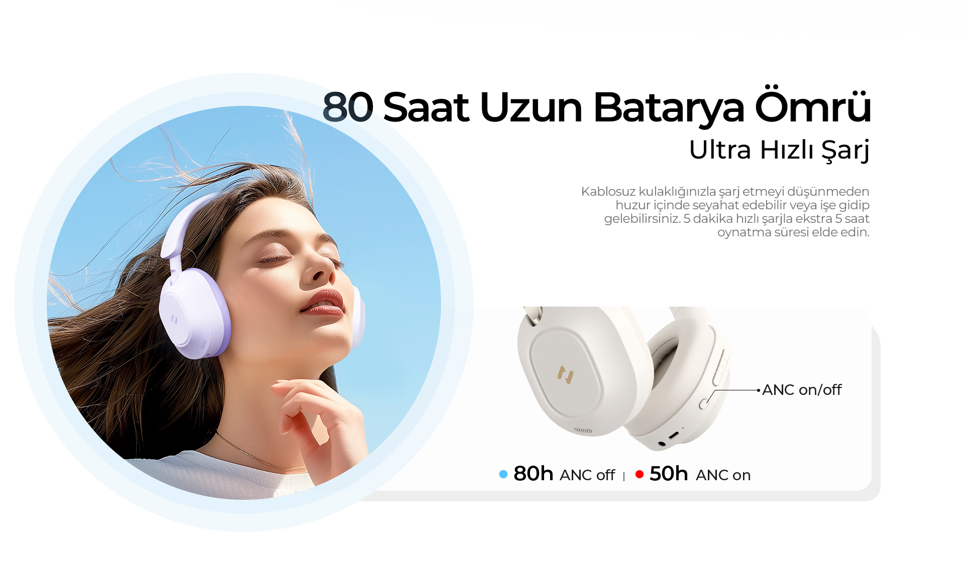 Havit H668BT ANC Bluetooth Kulaküstü Kulaklık - Bej