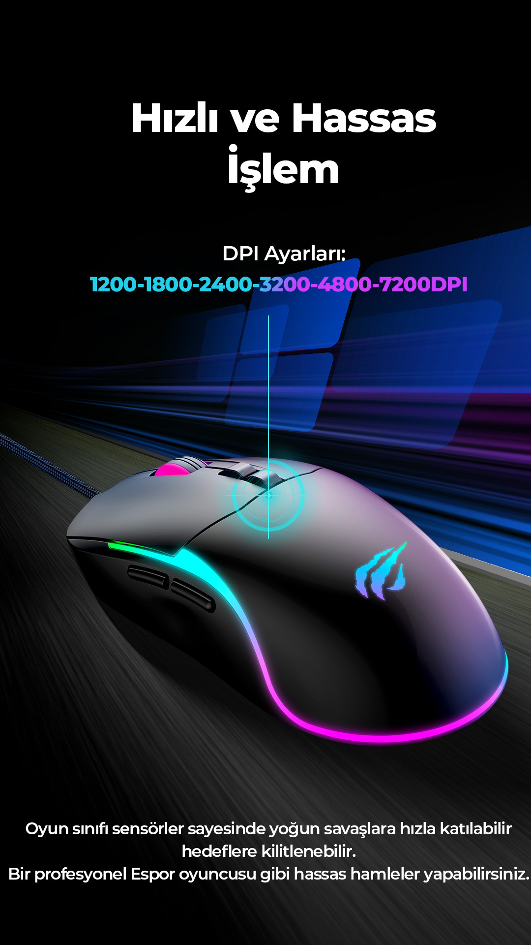Havit Gamenote MS1020S RGB Programlanabilir Oyuncu Mouse - Siyah