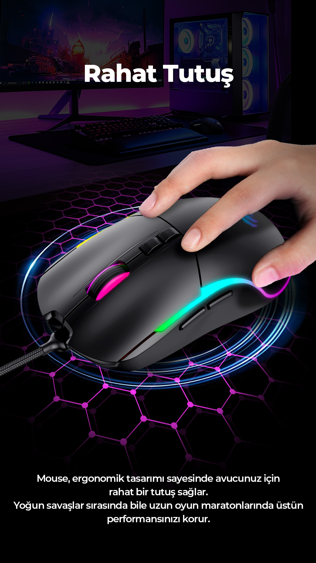Havit Gamenote MS1020S RGB Programlanabilir Oyuncu Mouse - Siyah