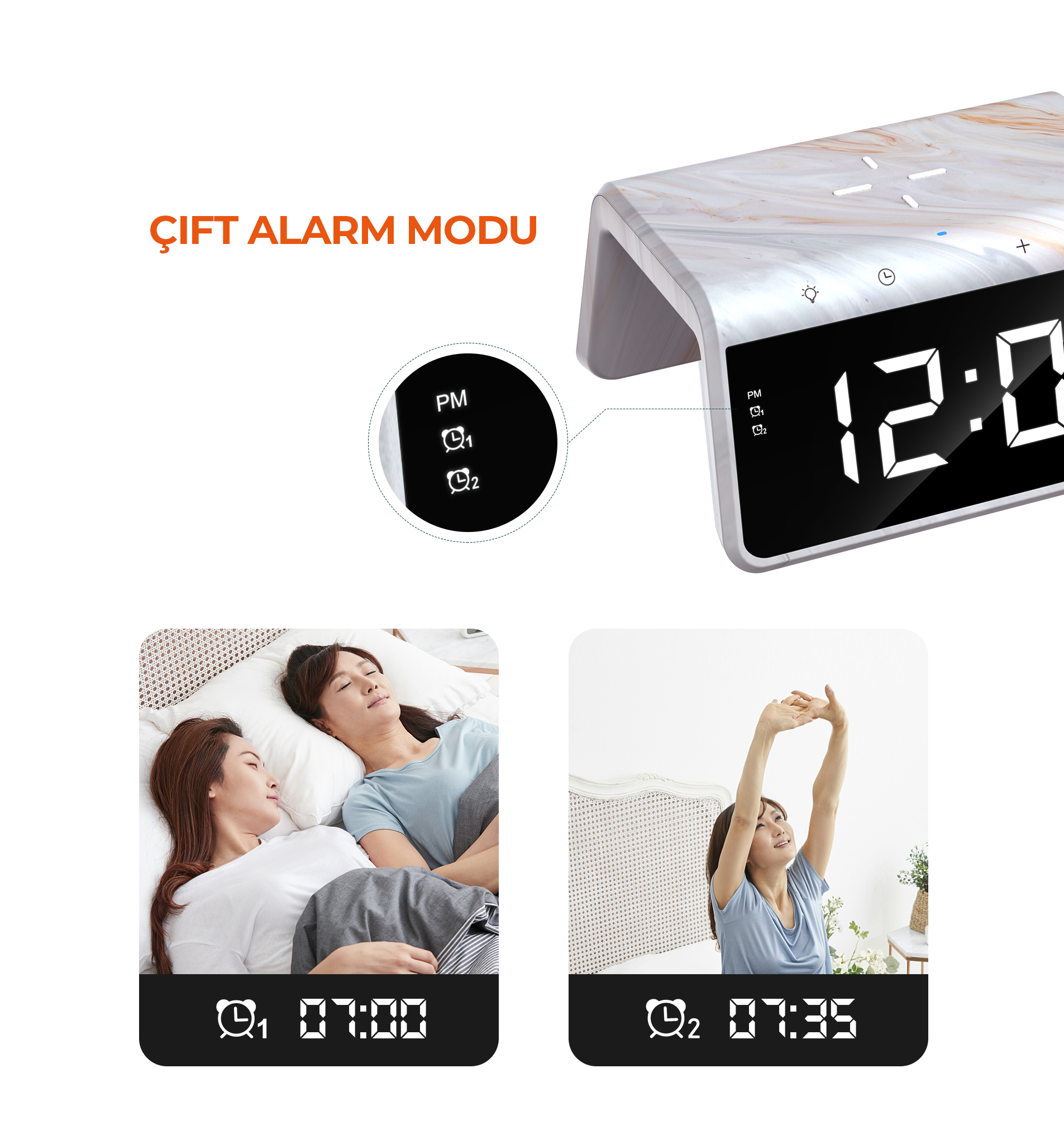 Havit W320 Hızlı Wireless Şarj, Saat ve Gece Lambası (Fast 15W)