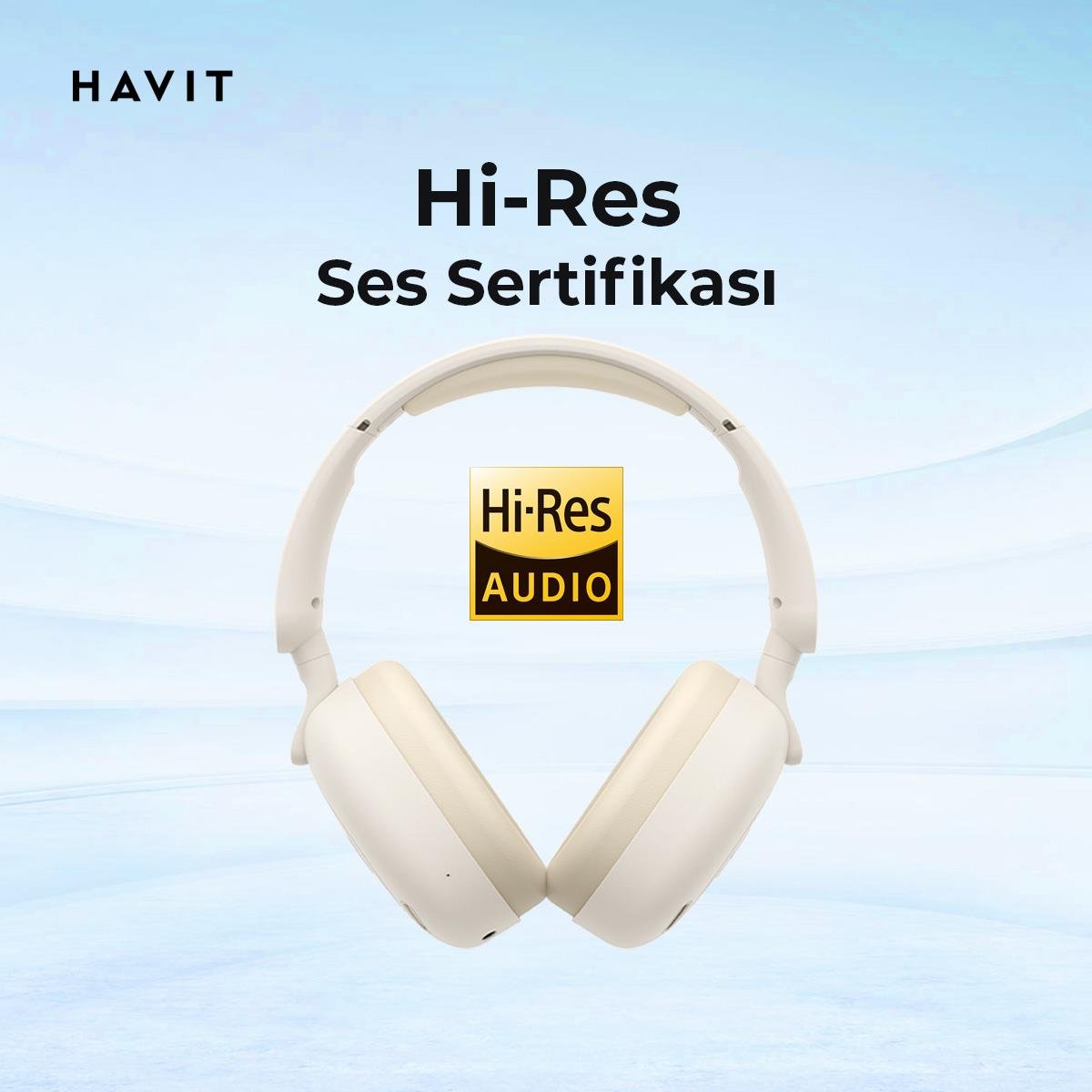 Havit H655BT Pro Hi-Res Anc Kulaküstü Bluetooth Kulaklık - 80 Saat Batarya, Aı Gürültü Önleme-Bej