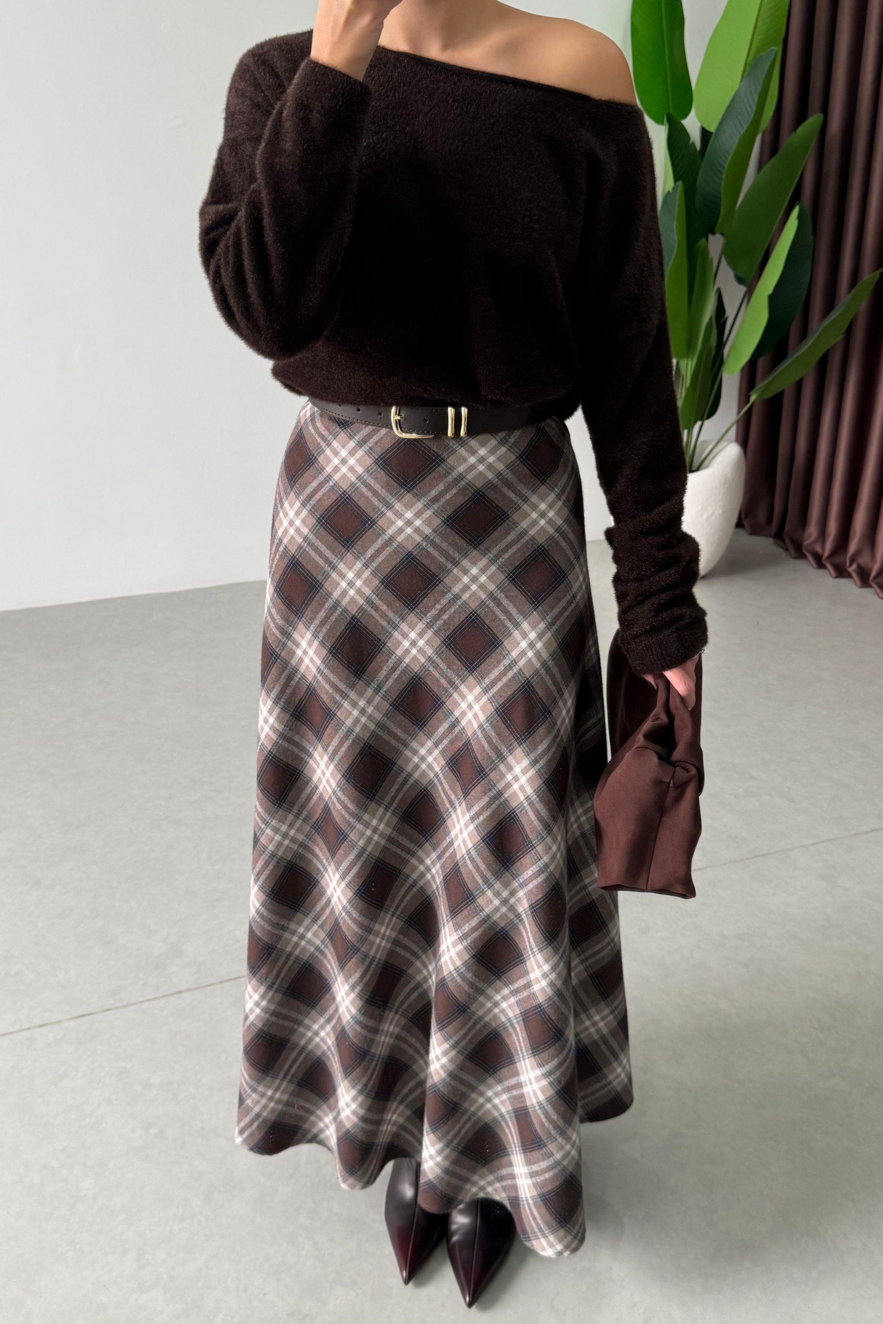 Adore Kahve Omuz Dekolteli Yumoş Kazak