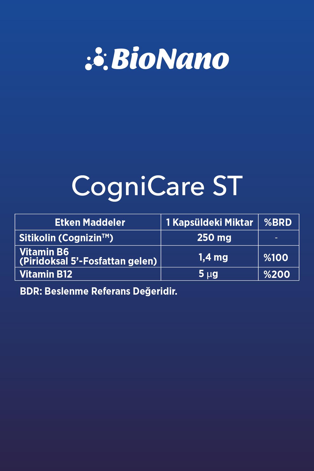 Cognicare ST - 250 Mg Cognizin Sitikolin - B6 - B12 Takviye Edici Gıda