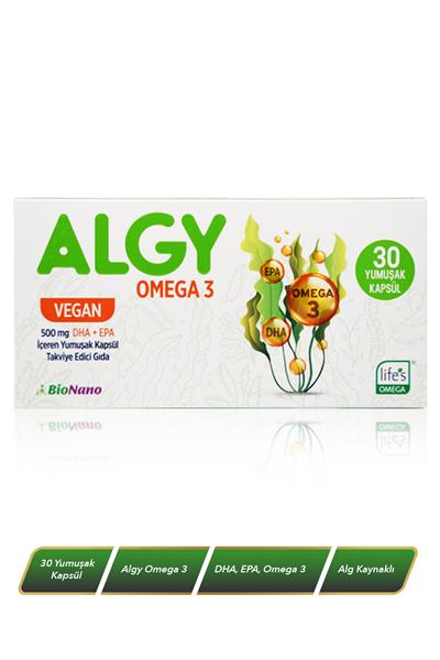 Algy Omega 3 Yüksek DHA | Epa | Alg Kaynaklı Bitkisel Vegan Omega 3