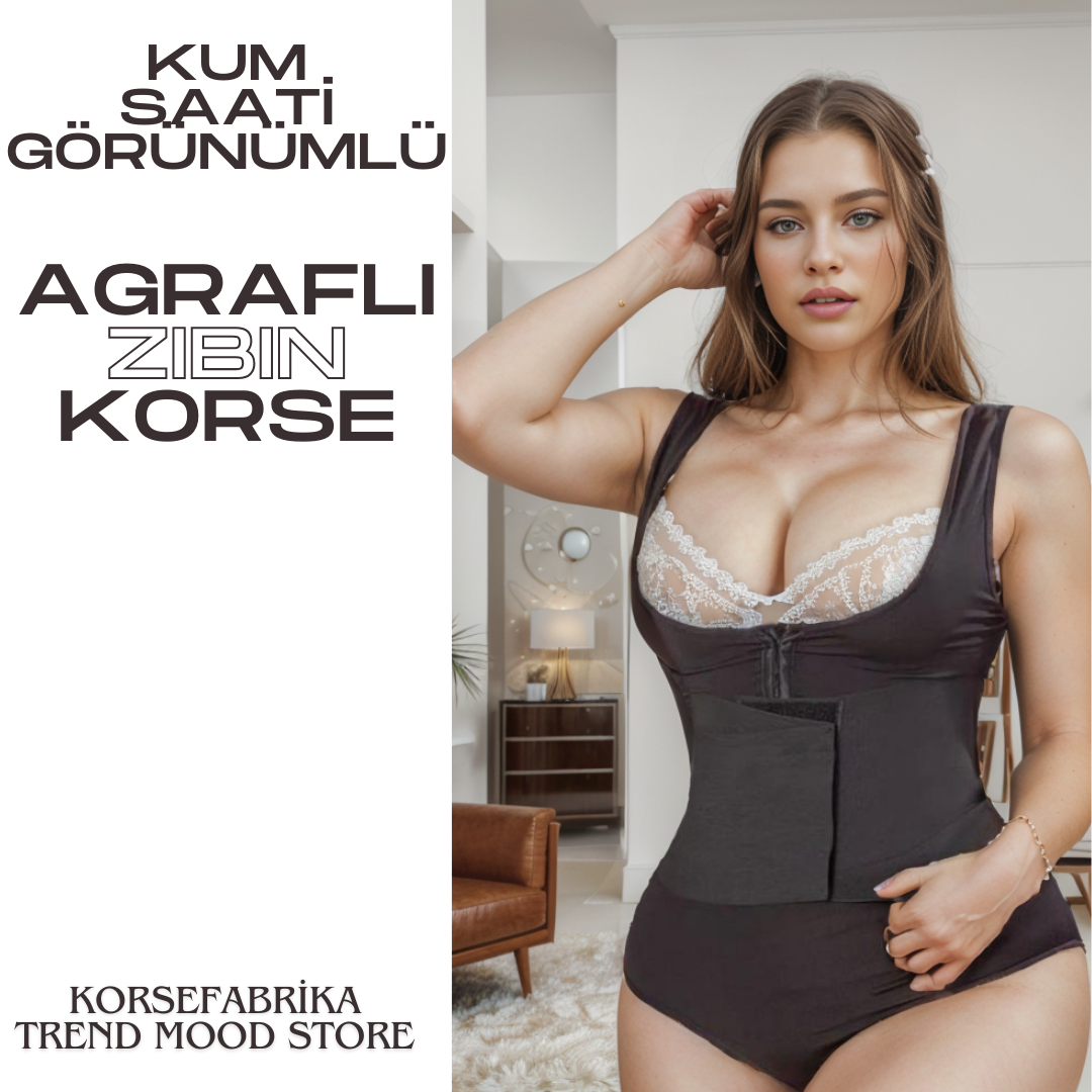 TOPARLAYICI KUM SAATİ GÖRÜNÜMLÜ AGRAFLI BEL AYARLI ZIBIN KORSE