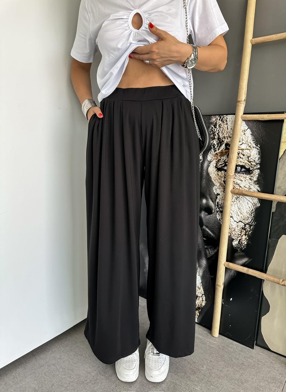 Siyah Modal Cepli Şalvar Pantolon | Zerrin Can