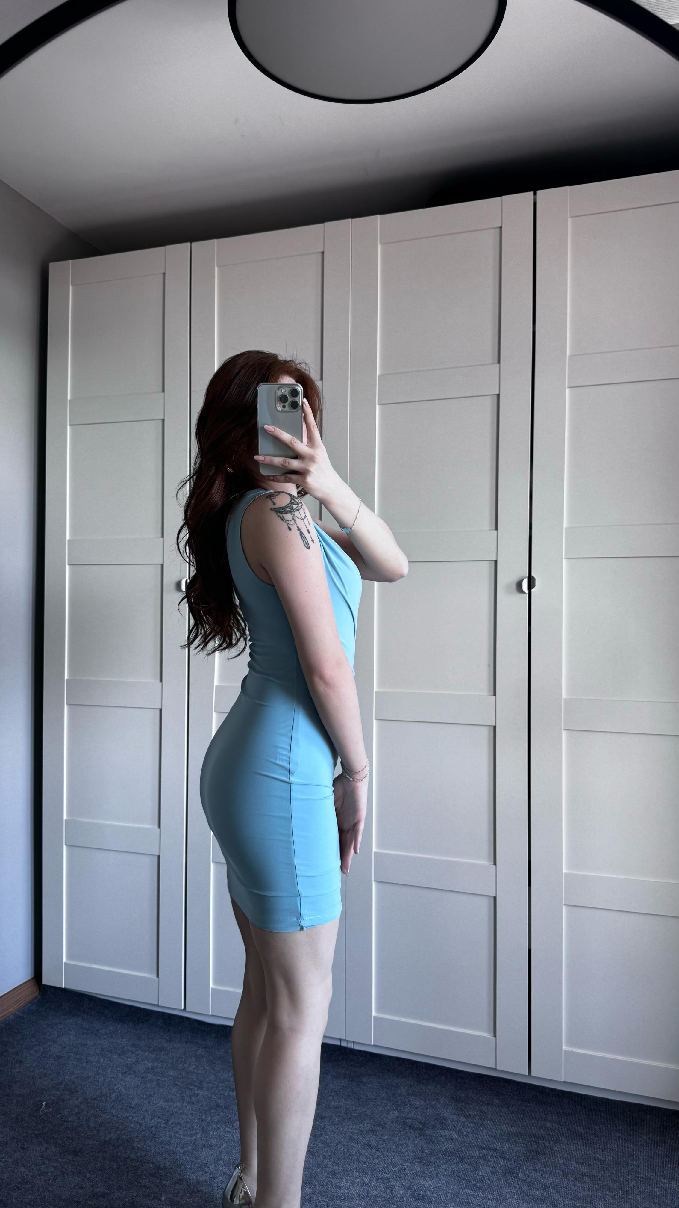 Drapeli Sıfır Kol Mini Bebe Mavisi Elbise I KISA ELBİSE I AYŞENUR ...