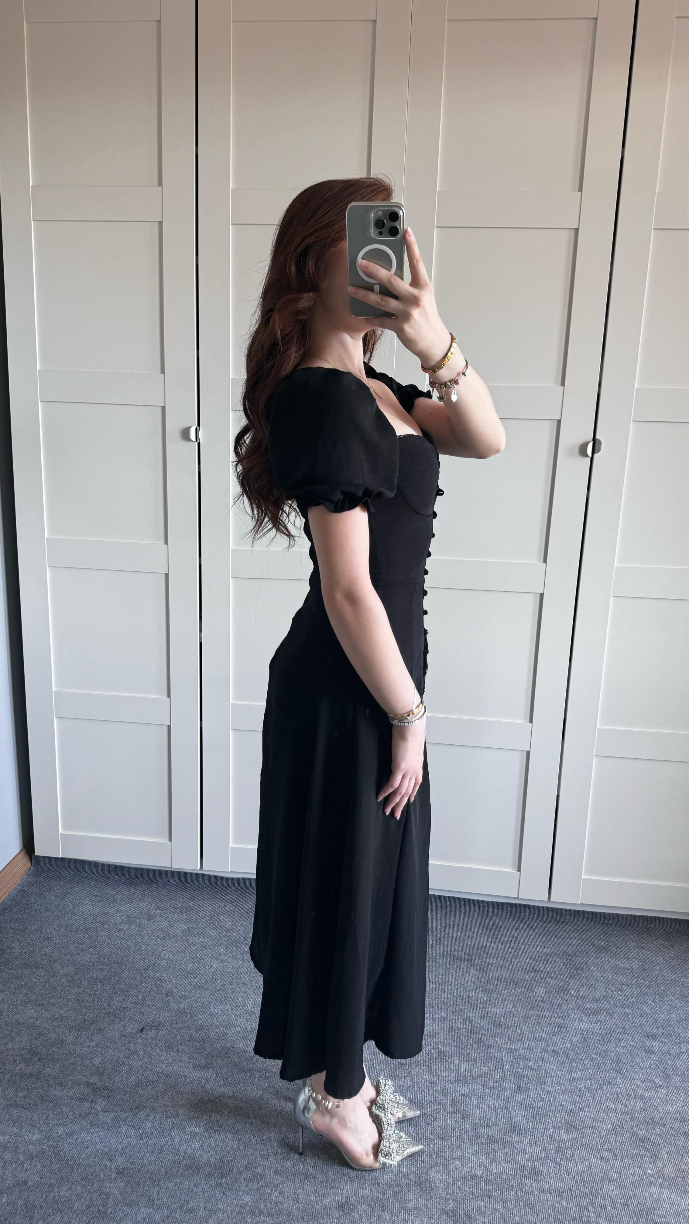 Uzun Seady Elbise Siyah I UZUN ELBİSE I AYŞENUR DİNÇER BUTİK