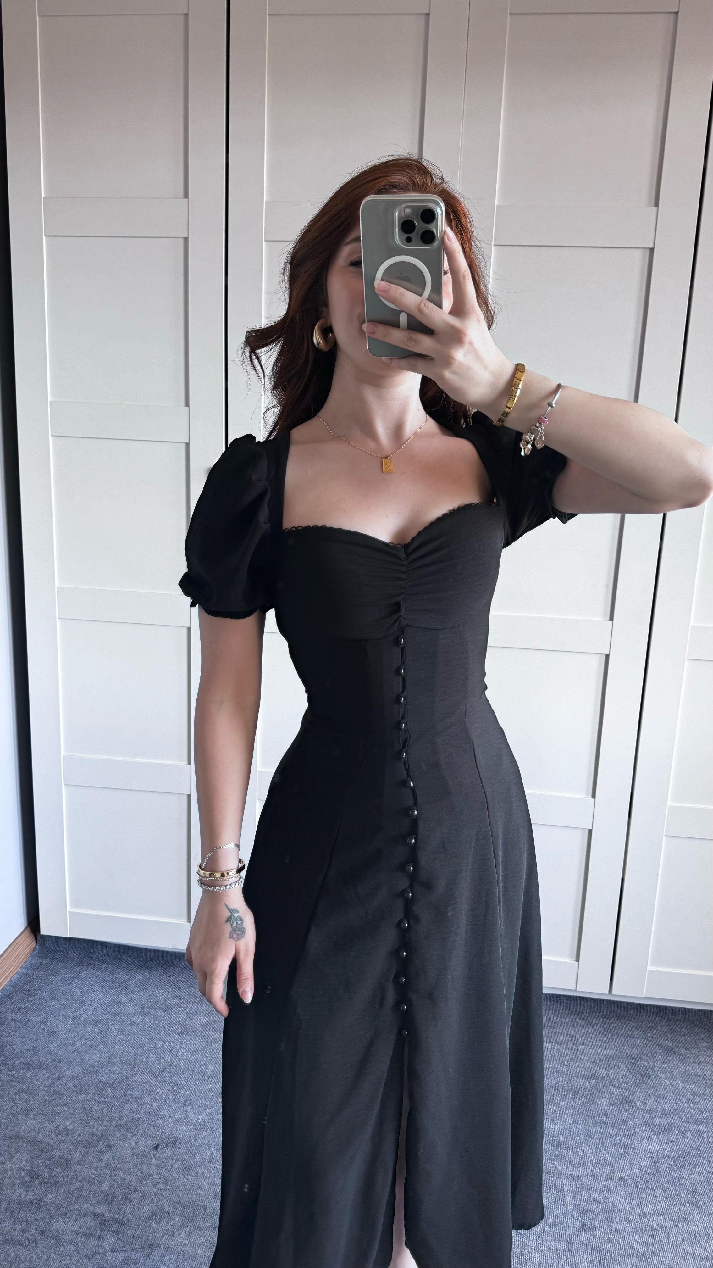 Uzun Seady Elbise Siyah I UZUN ELBİSE I AYŞENUR DİNÇER BUTİK