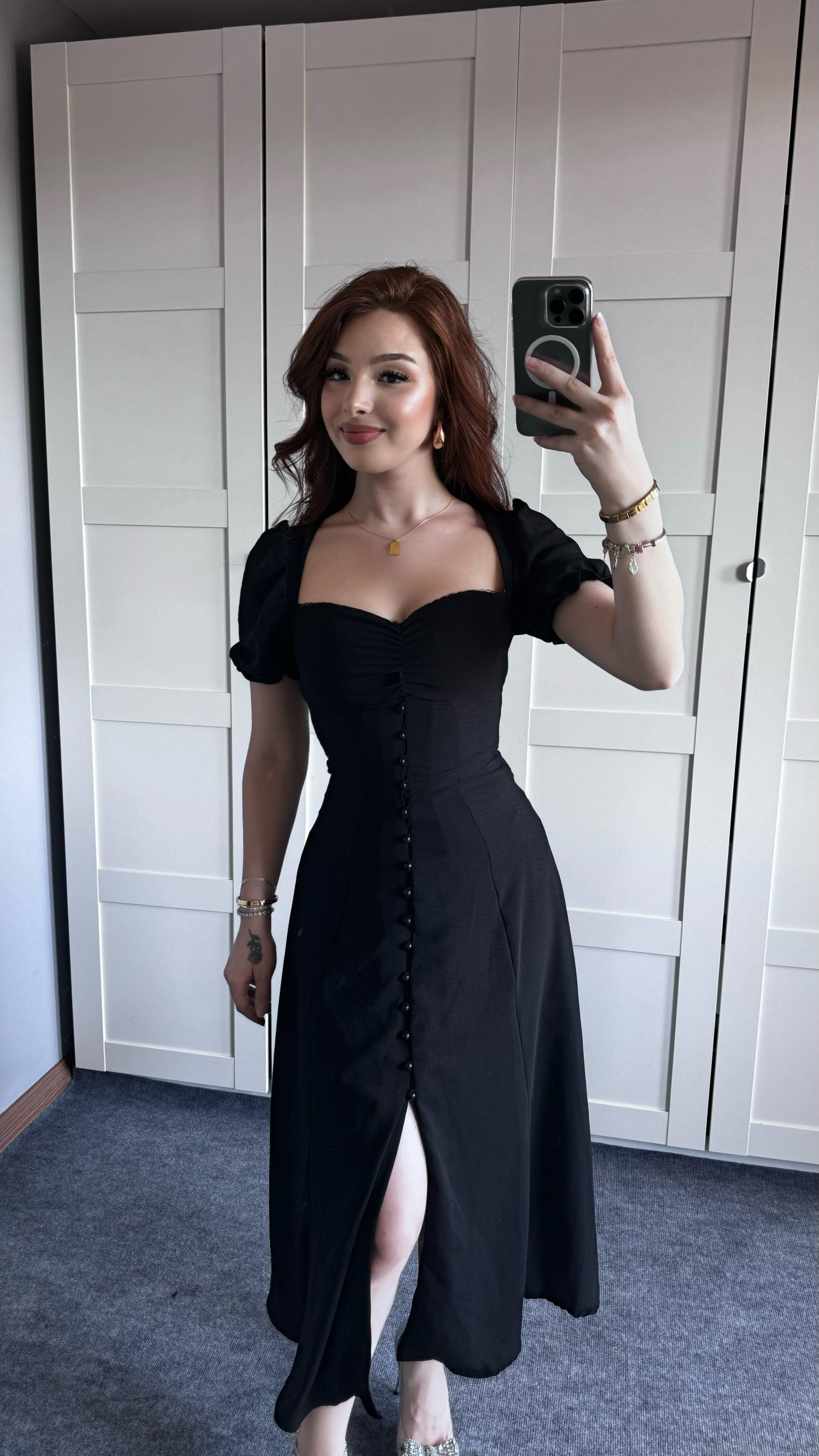 Uzun Seady Elbise Siyah I UZUN ELBİSE I AYŞENUR DİNÇER BUTİK