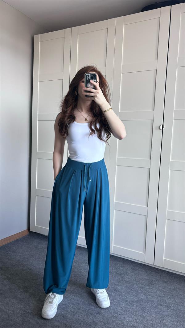 Oysho Modal Şalvar Petrol Mavisi I PANTOLON I AYŞENUR DİNÇER BUTİK