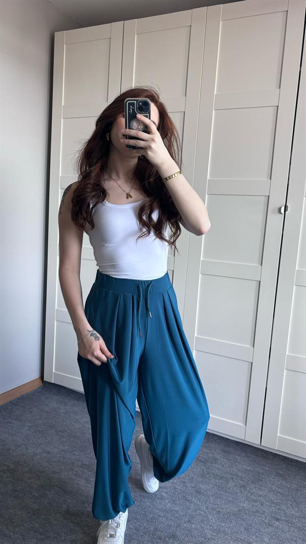 Oysho Modal Şalvar Petrol Mavisi I PANTOLON I AYŞENUR DİNÇER BUTİK