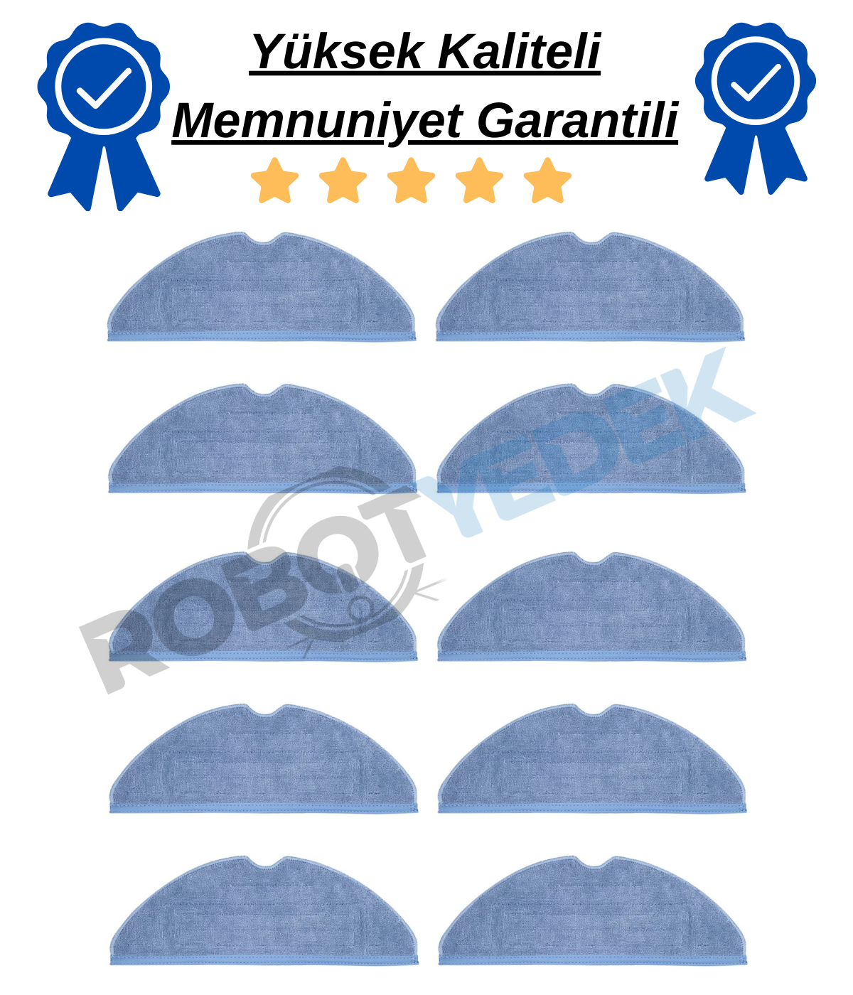 Roborock S7 Uyumlu 10 Adet Mop Bez-Yüksek Kaliteli