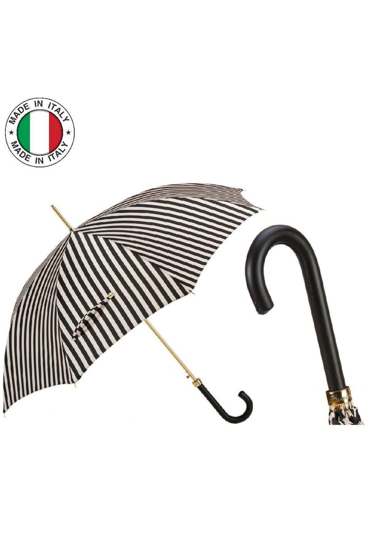 Siyah Saplı Siyah/Ten Rengi Şemsiye 95 Cm | Tem Aksesuar