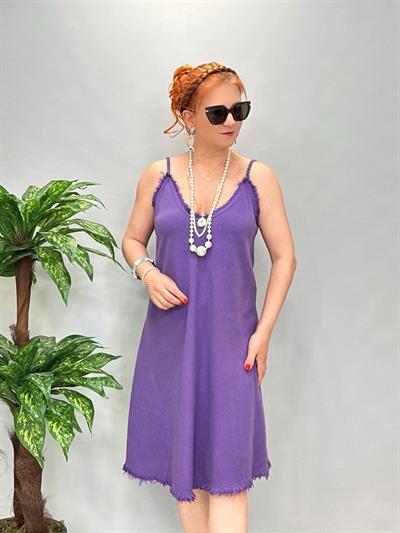 8823 Pamuklu Elbise Mor