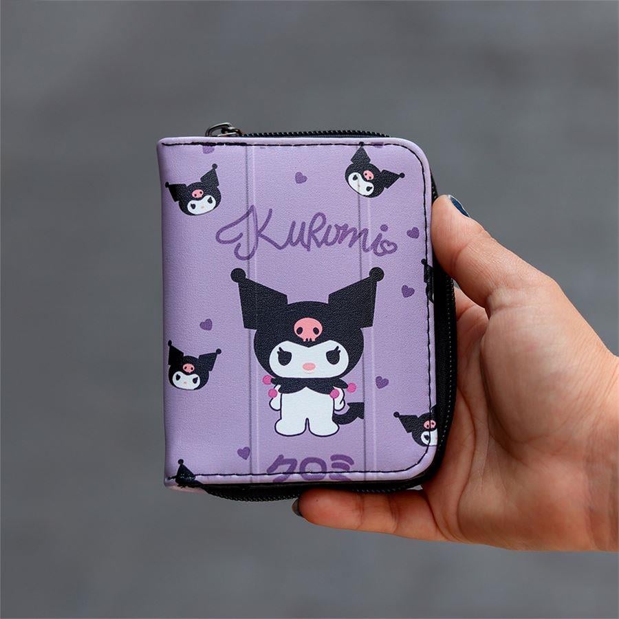Yeni Lila Anime Kuromi Face Kolaj Kısa Cüzdan Yeni Lila Anime Kuromi Face Kolaj Kısa Cüzdan