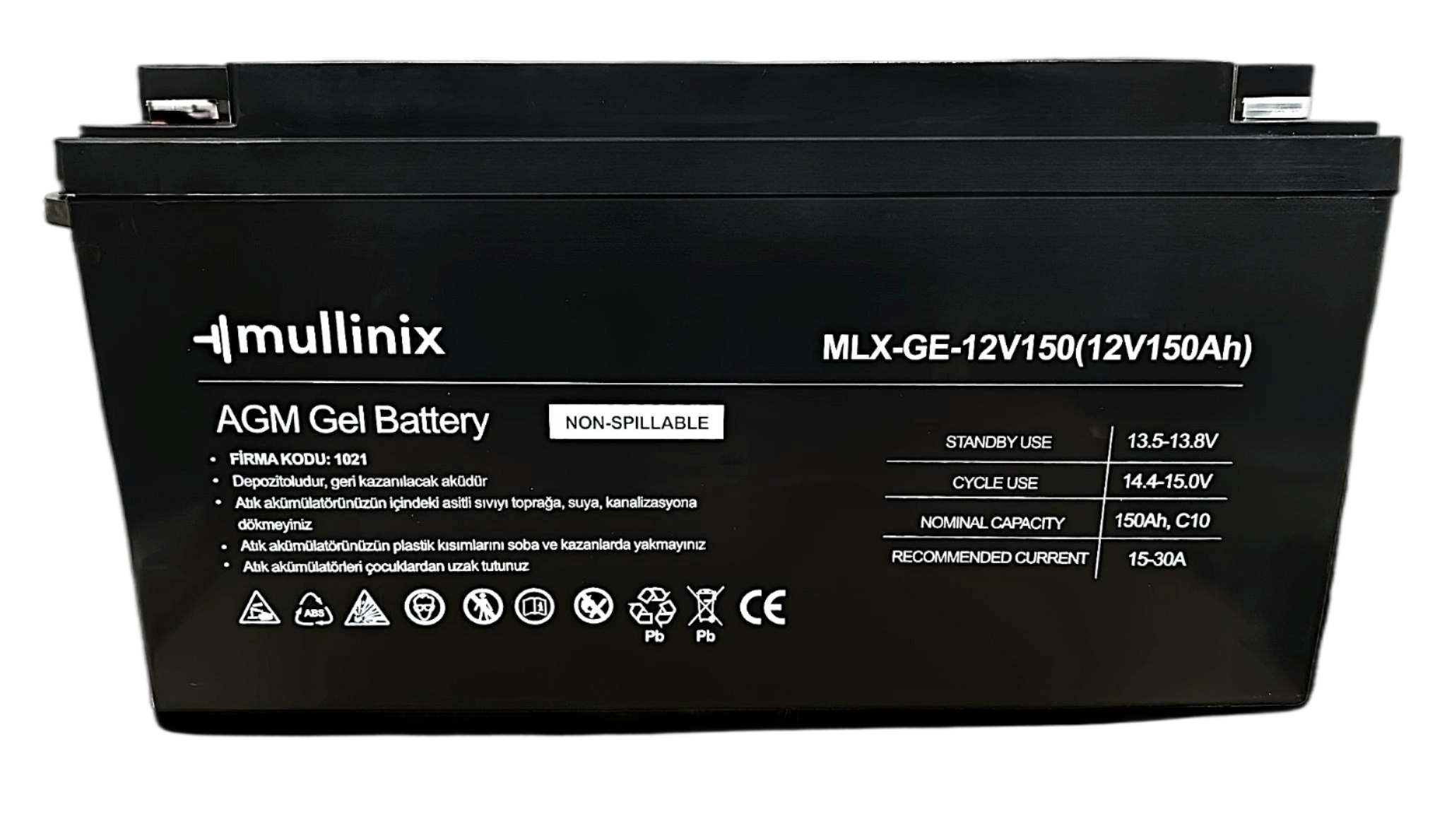 Mullinix 12 Volt 150 Amper AGM Jel Akü