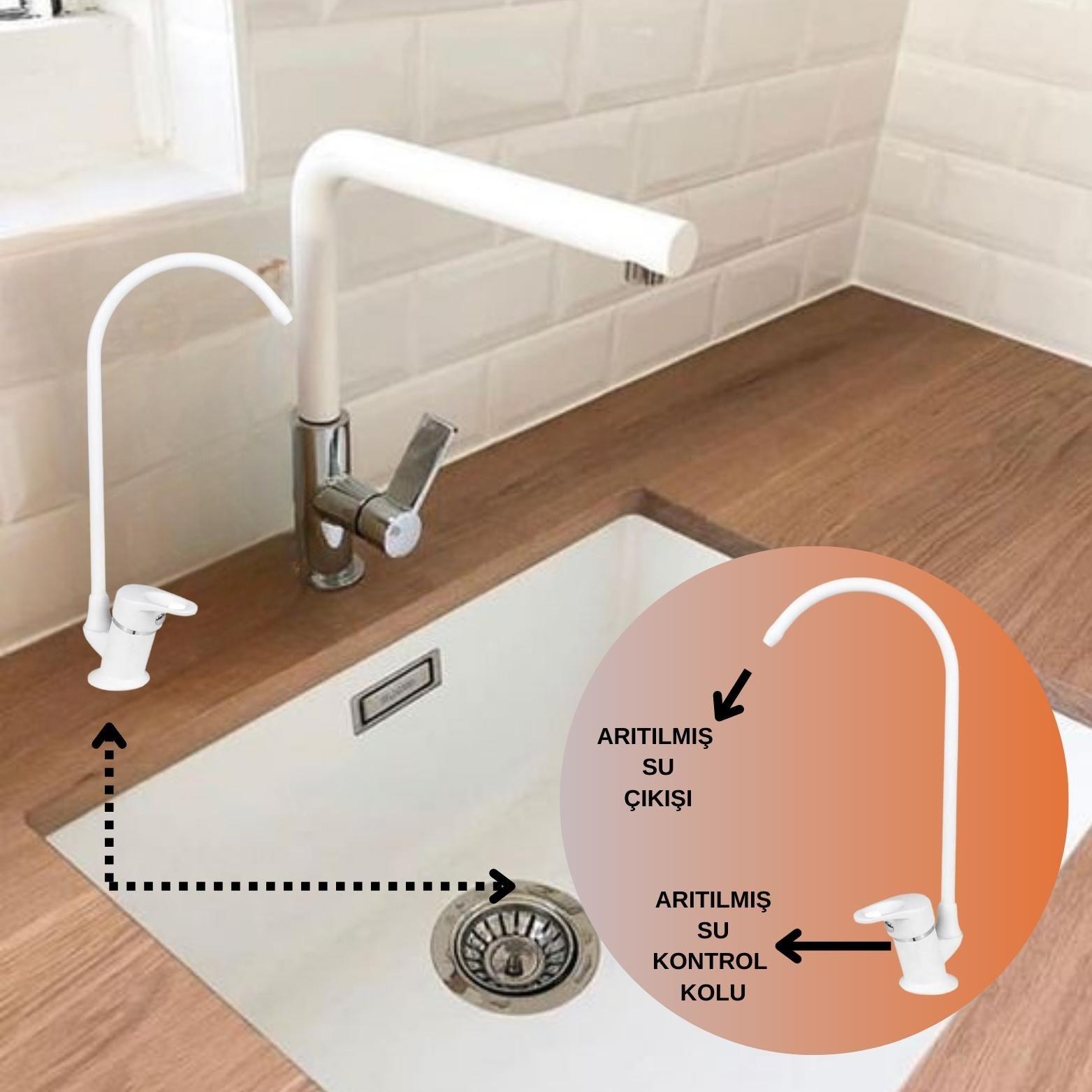 Mix Beyaz Su Arıtma Musluğu Aç-Kapa %35 İndirimli
