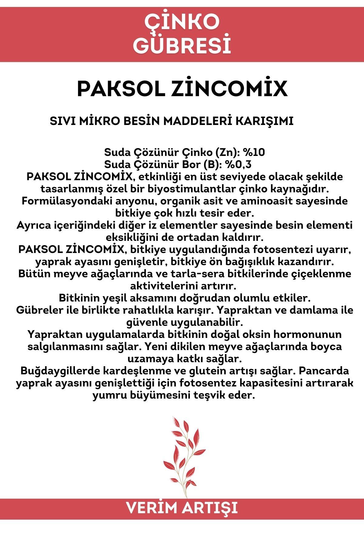 Çinko Sıvı Gübre Zincomix 1 Litre Paksol