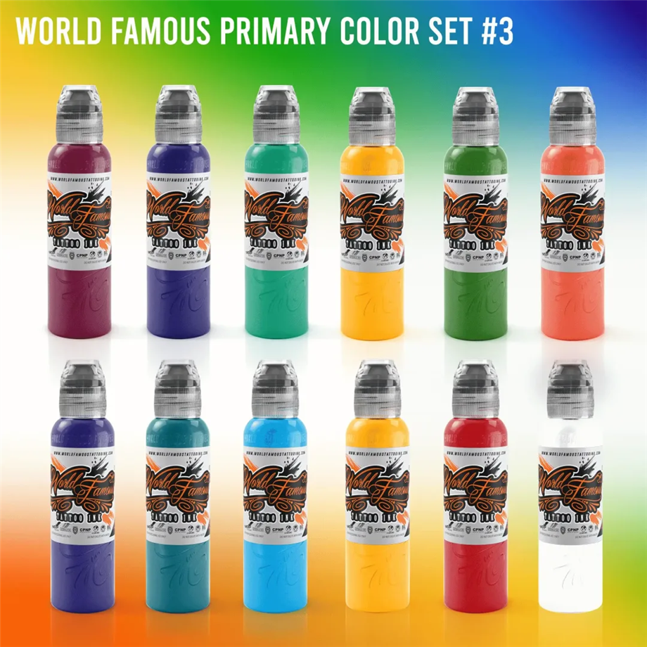 Primary Set 3 - World Famous Ink Dövme Boyası - 1oz (12 color ...