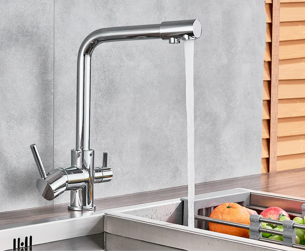 Arıtmalı 3 Yollu Musluk Mutfak Bataryası Krom