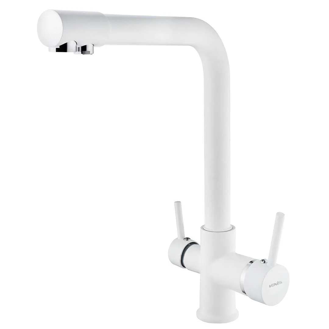 Arıtmalı 3 Yollu Musluk Mutfak Bataryası Beyaz