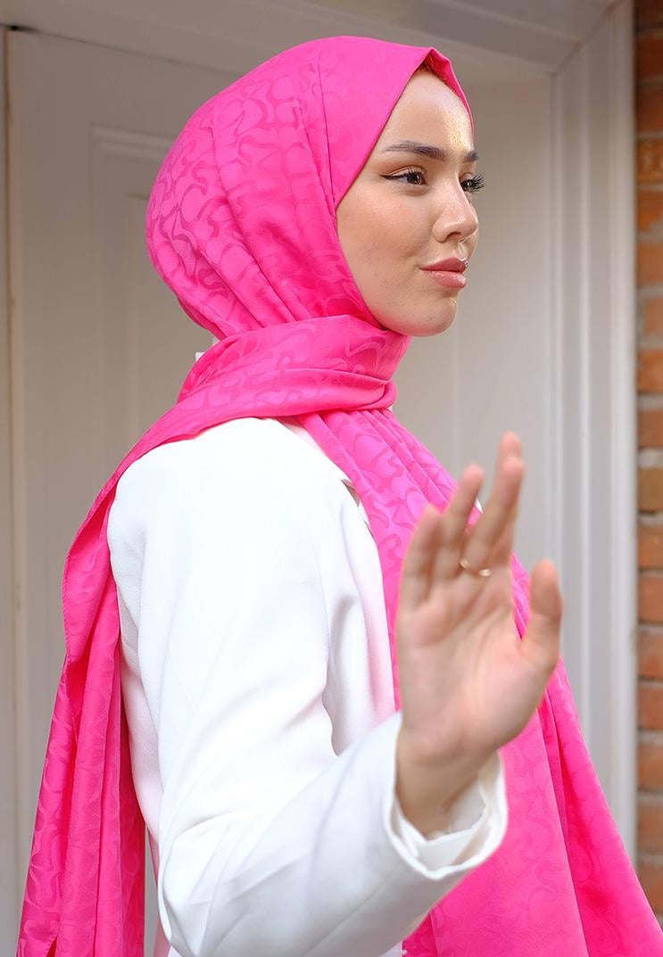 Aura Desen Jakar Şal Tatlı Pembe