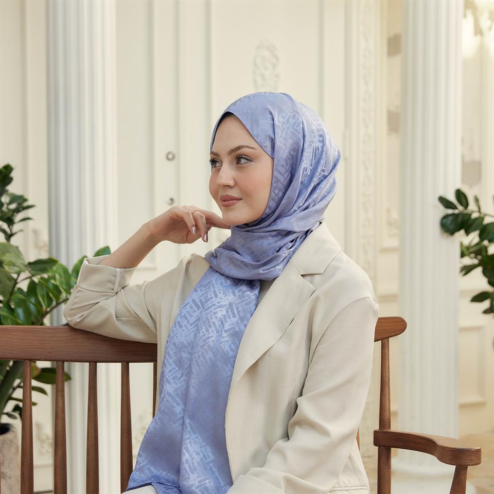 Vogue Desen İpeksi Jakar Şal Leylak