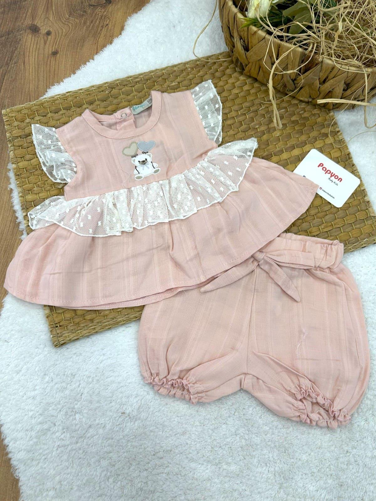 Zeo Kids Pullu Örme Bolerolu Baskılı İp Askılı Elbise (3-6/6-9/9-12/12 ...