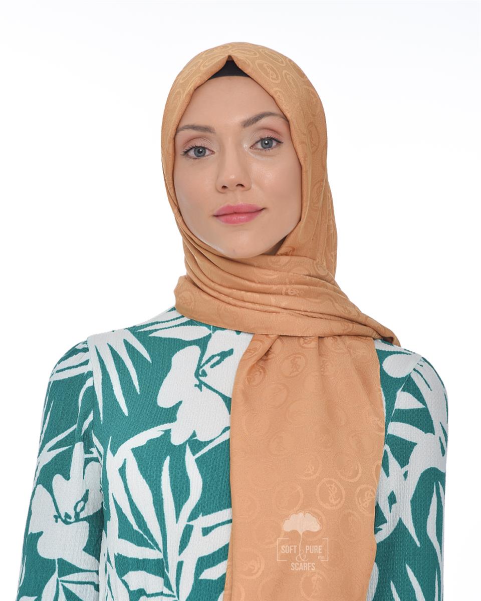 Gold - LSY Desen Parlak Şal - Pull Scarfs