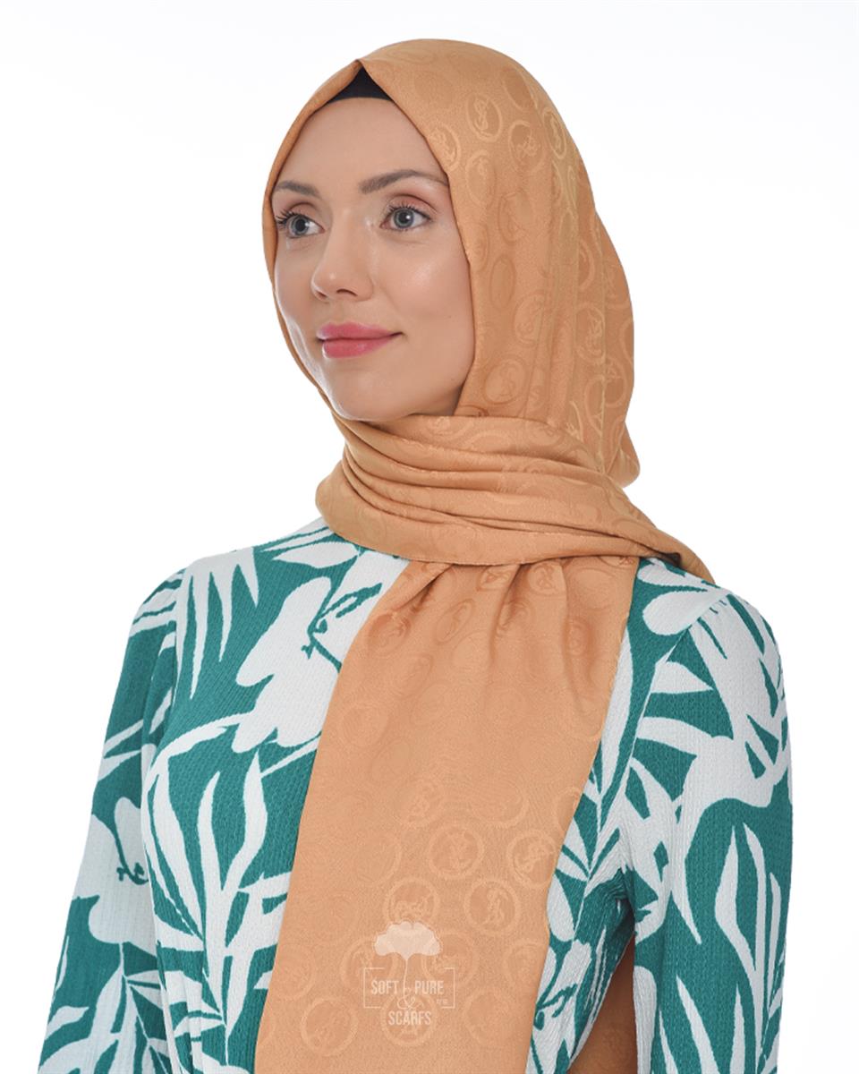 Gold - LSY Desen Parlak Şal - Pull Scarfs