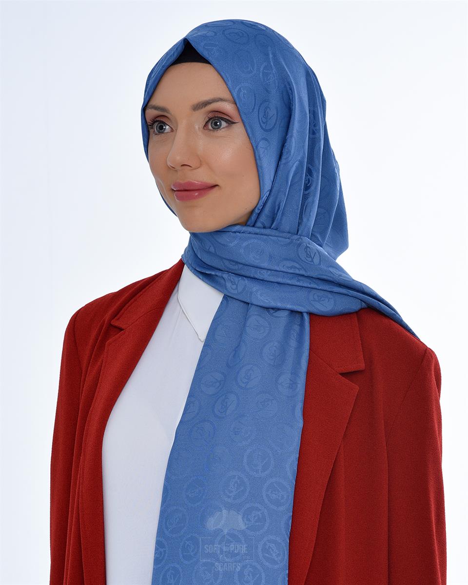 İndigo - LSY Desen Parlak Şal - Pull Scarfs