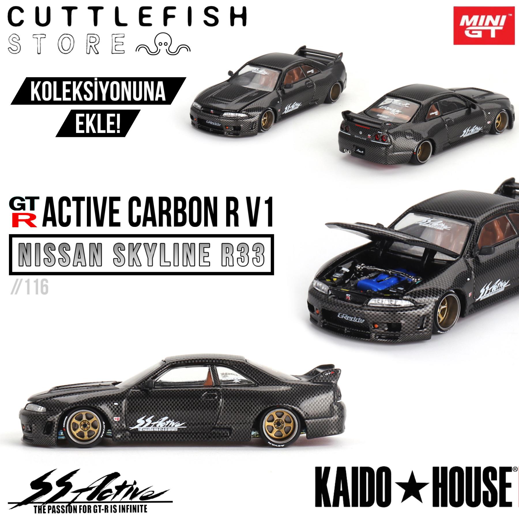 1/64 Nissan Skyline GT-R R33 Active Carbon R Diecast Scale Model Car