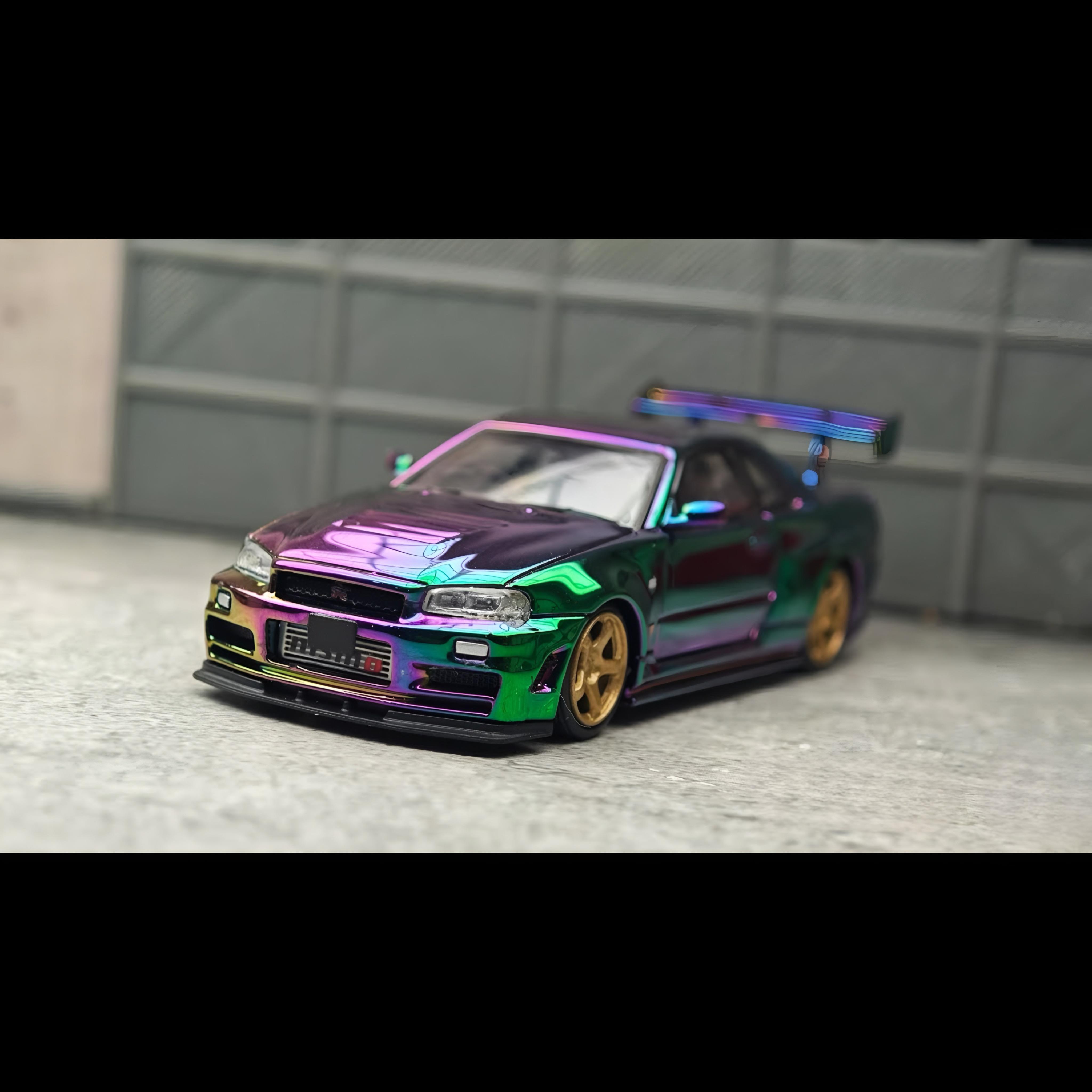 Fuji 1:64 Skyline Nissan GTR R34 Nismo Z-Tune Electroplated Alloy Car Model