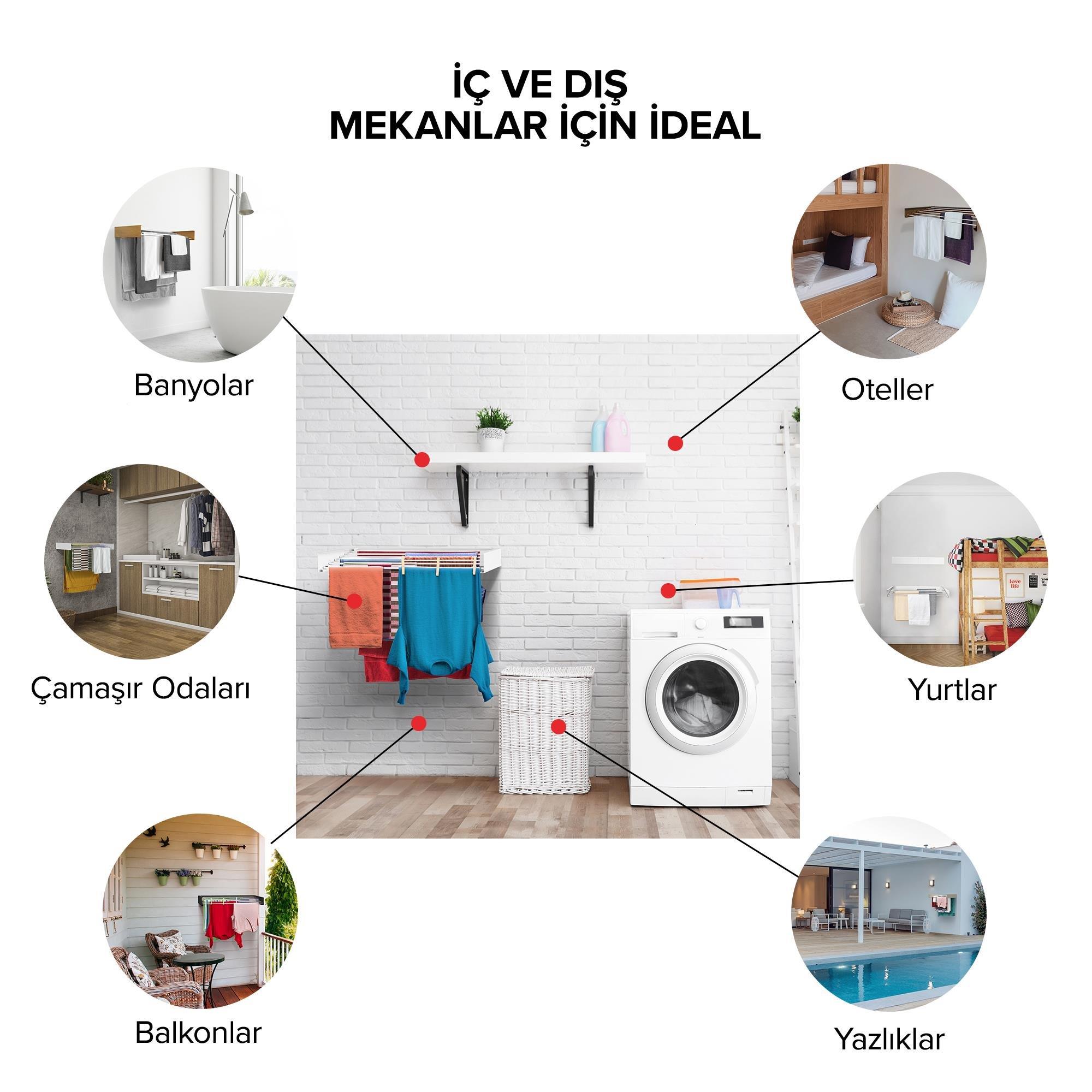 Belize Çamaşır Kurutma Askısı - 100 cm Beyaz - Duvara Monte ...