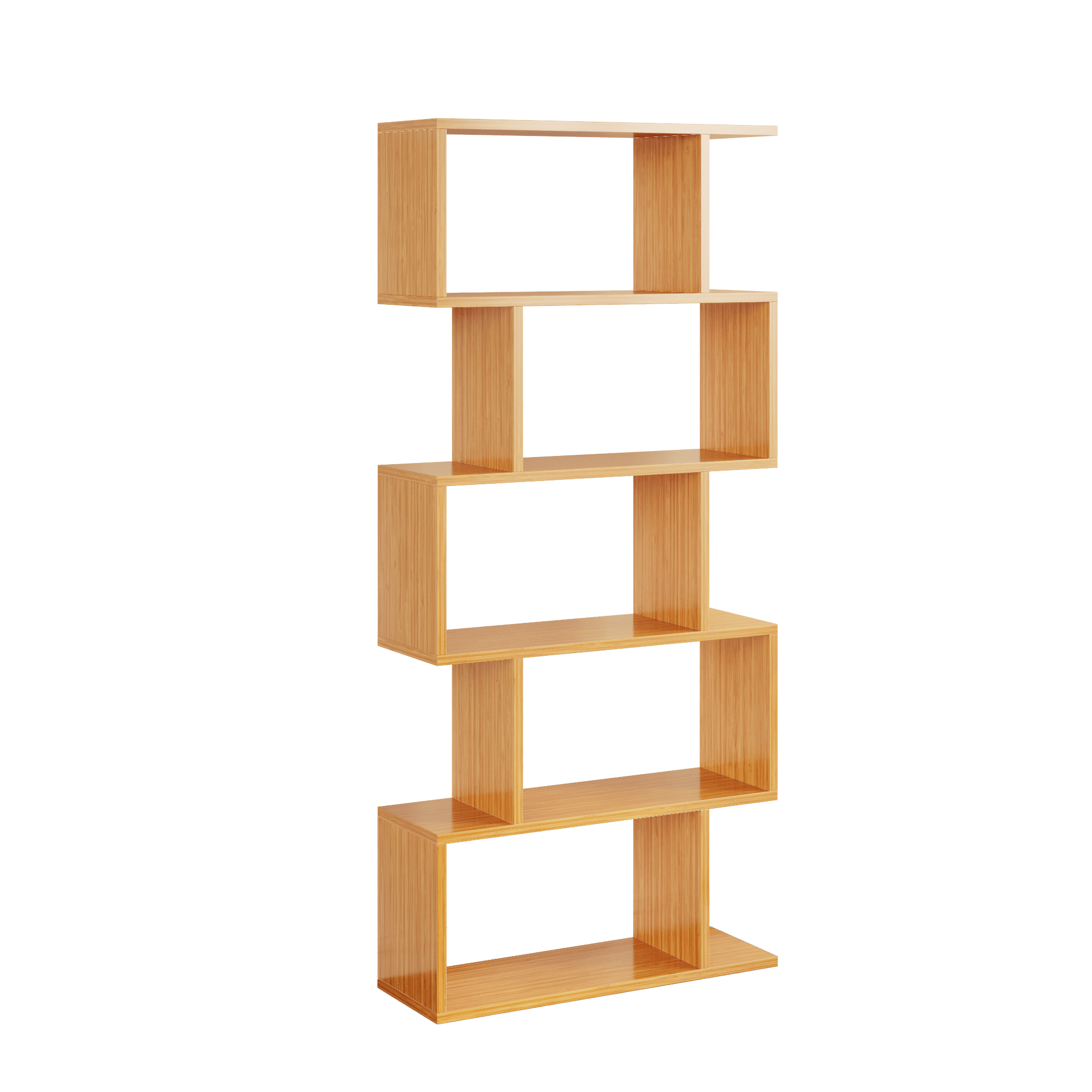 Santorini 5 Bolmeli Dikey Kitaplık - Bambu | AYZ Designs