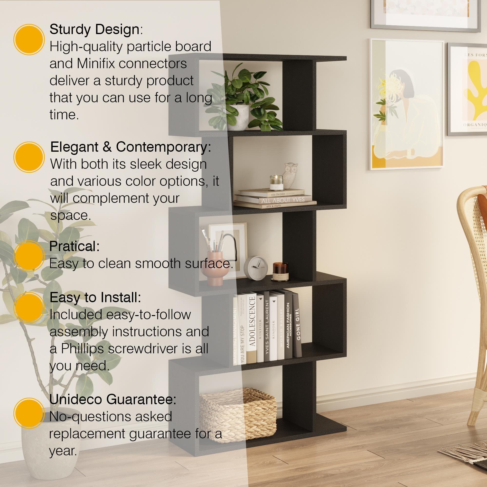 Santorini 5 Bolmeli Dikey Kitaplık - Siyah | AYZ Designs