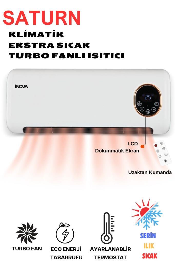 İNOVA SATURN DUVAR TİPİ KLİMATİK TURBO FANLI ISITICI ELEKTRİKLİ SOBA VE ...