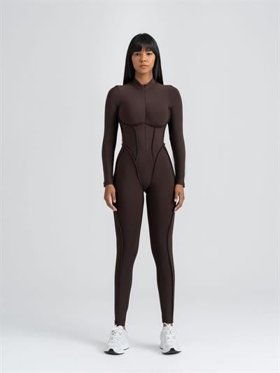 Kadın Sculpt Line Kahverengi Tulum