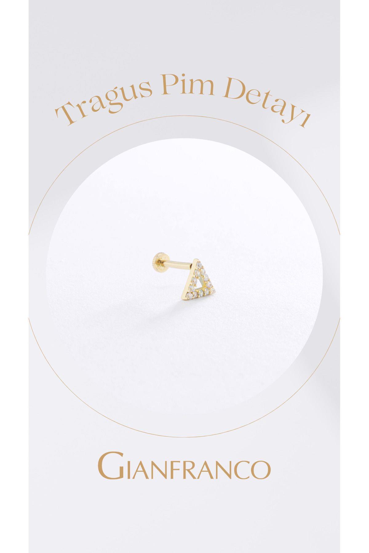 14 Ayar Altın Taşlı Twin Tragus Küpe