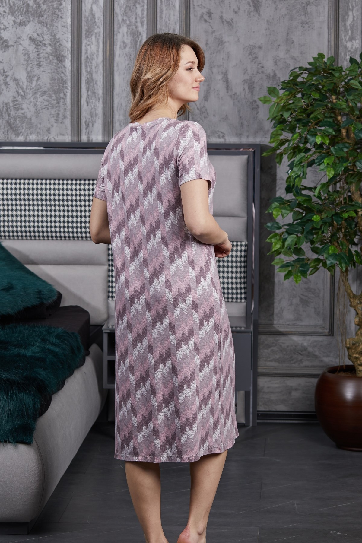 Pamuk&Pamuk Geometrik Desen Bayan Gecelik