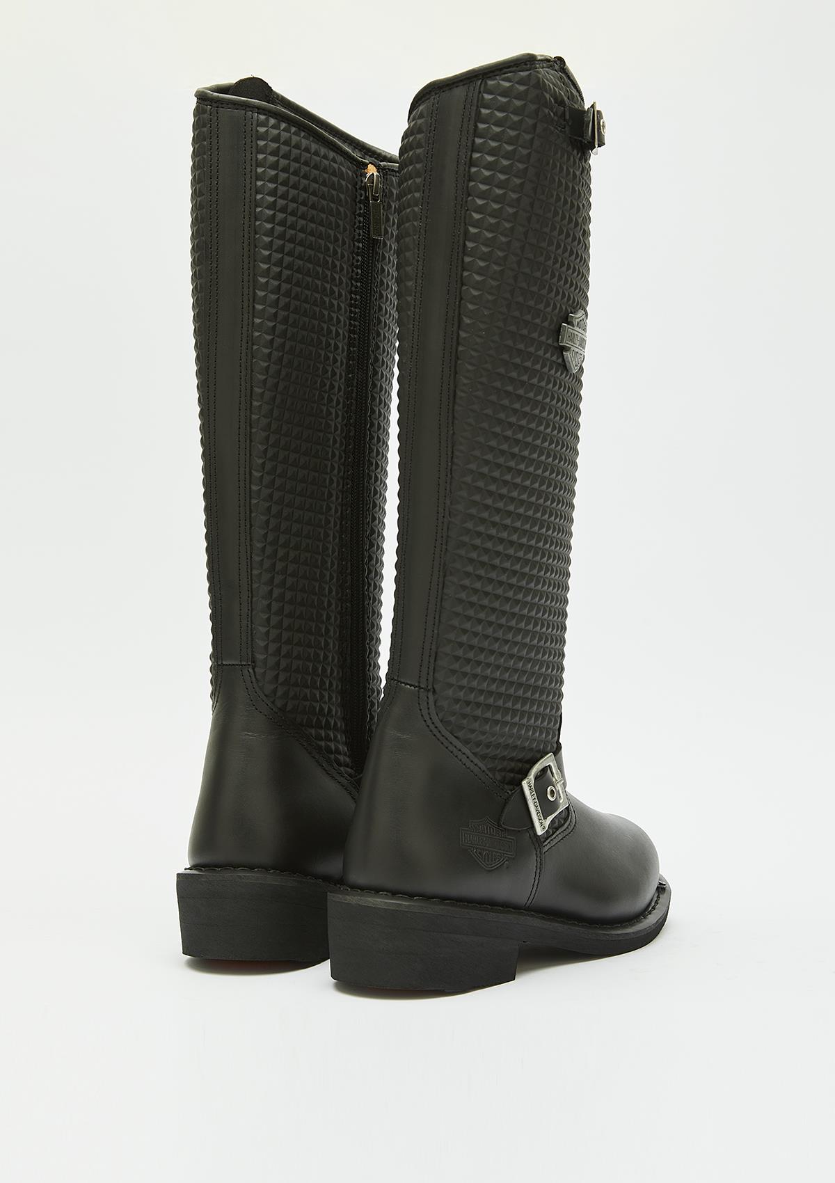 Harley Davidson Zoe Hi Kadın Siyah Deri Bot | Yeşil Kundura