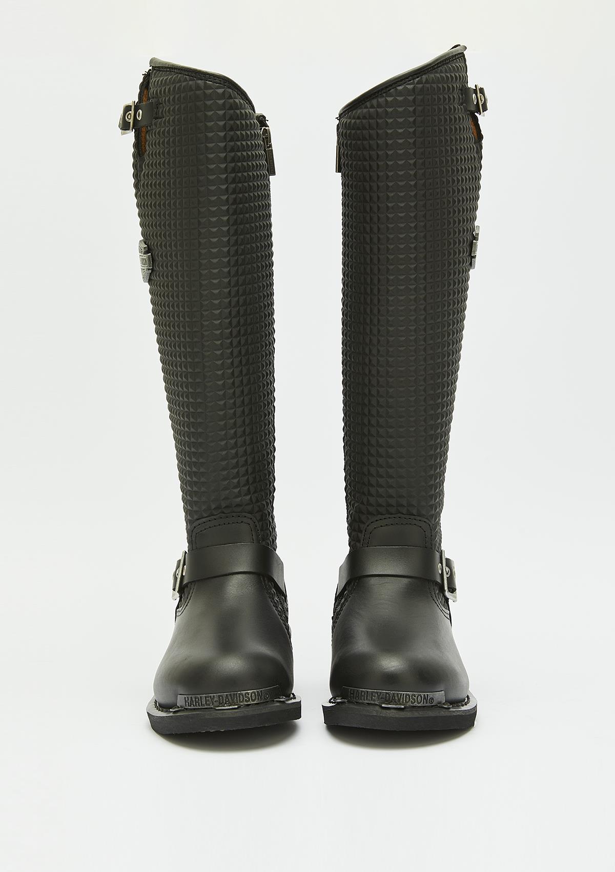 Harley Davidson Zoe Hi Kadın Siyah Deri Bot | Yeşil Kundura
