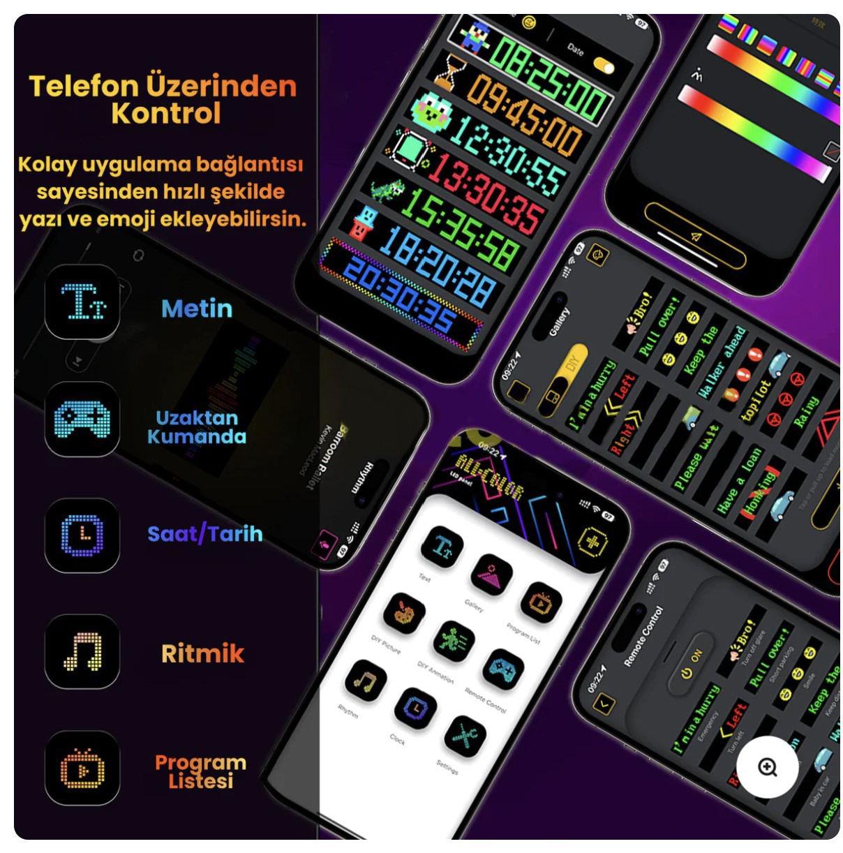 Kişiselleştirilebilir Matrix Car LED Ekran (60x12cm)