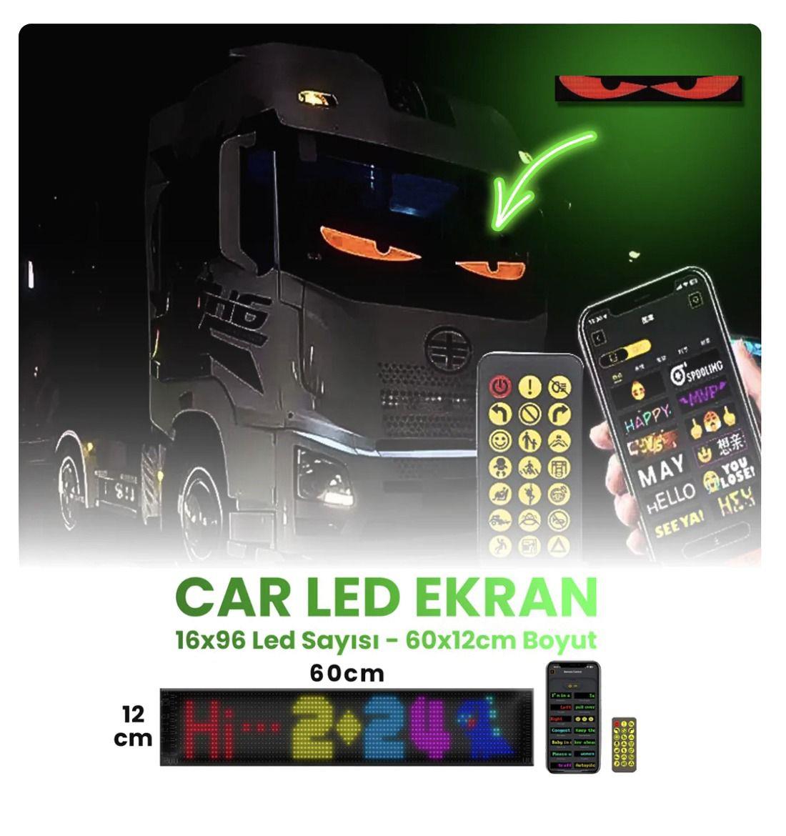 Kişiselleştirilebilir Matrix Car LED Ekran (60x12cm)