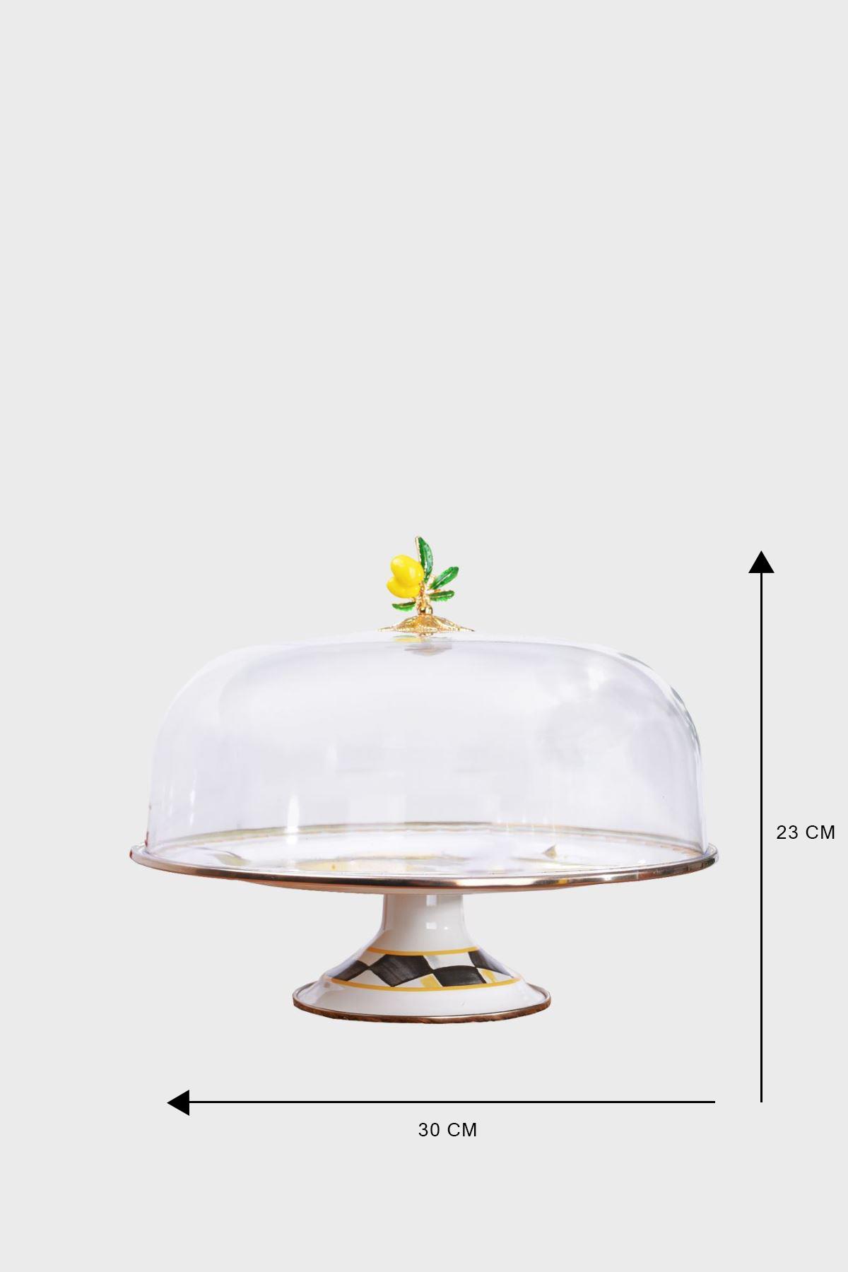 Linda Emaye Kek Fanusu Ayaklı 30 Cm