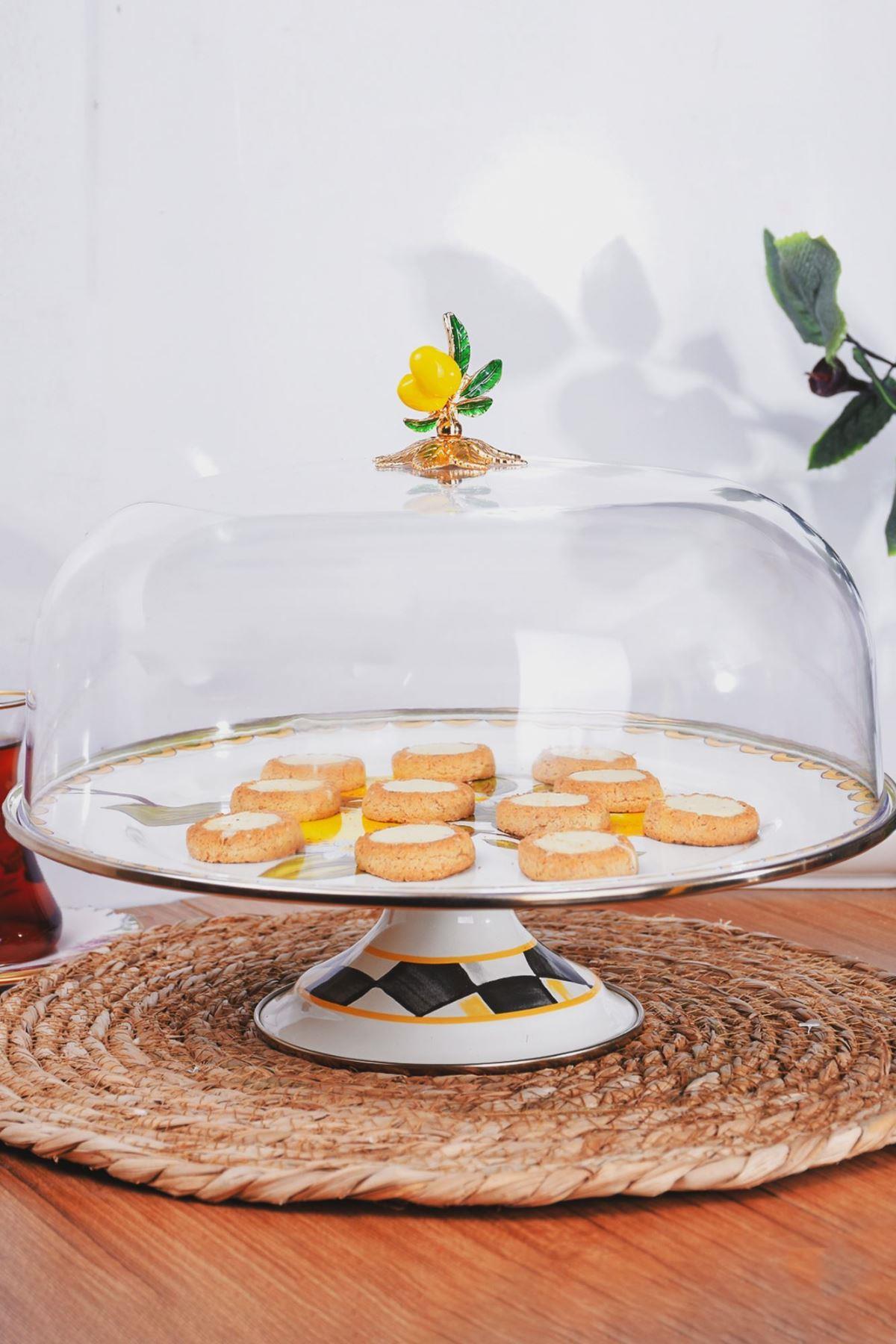 Linda Emaye Kek Fanusu Ayaklı 30 Cm