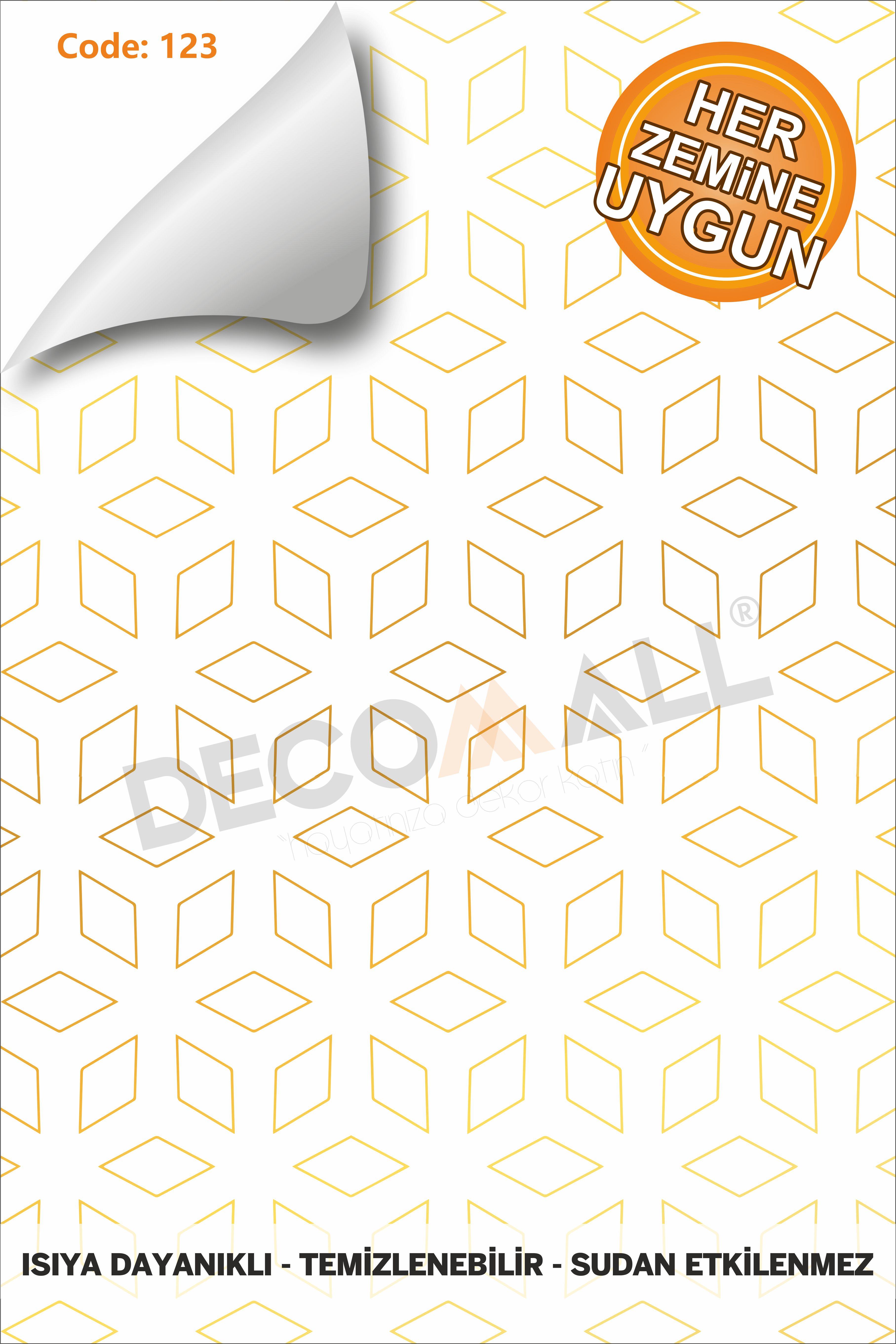 Code 123 Suya Dayanıklı Mutfak Banyo Zemin Mermer Mobilya Fayans Yapışkanlı Folyo ...